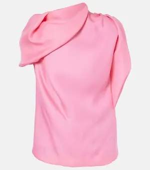 Dries Van Noten Draped Silk Satin Top - Pink