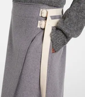 JIL SANDER Wool-blend Wrap Skirt - Grey