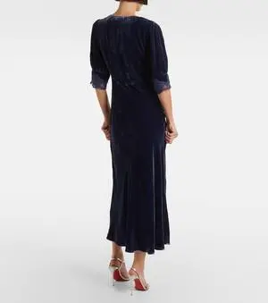Rixo Simone Lace-trimmed Velvet Maxi Dress