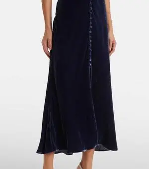 Rixo Simone Lace-trimmed Velvet Maxi Dress