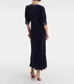Rixo Simone Lace-trimmed Velvet Maxi Dress