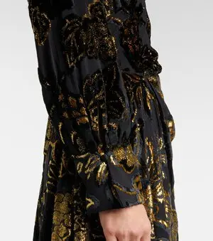 Simkhai Marzia Lamé Velvet Wrap Maxi Dress