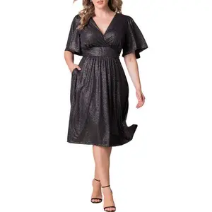 KIYONNA Crystal Cove Metallic Cocktail Dress - Silver Starlight