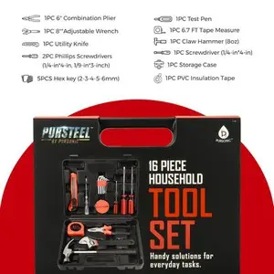 PURSONIC Handy Solutions 16-piece Household Tool Kit