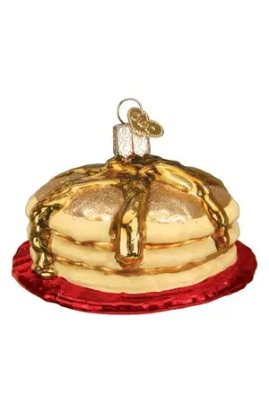 OLD WORLD CHRISTMAS Short Stack Glass Ornament - Gold/tan/brown/red