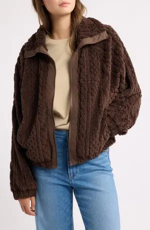 THREAD & SUPPLY Cable Stitch Fleece Jacket