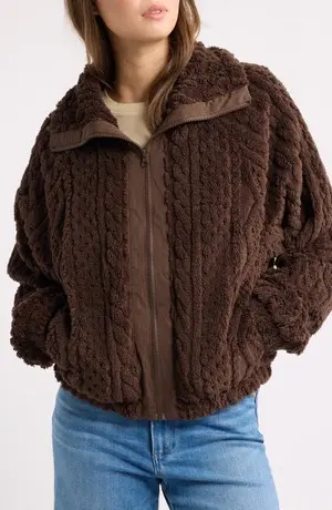 THREAD & SUPPLY Cable Stitch Fleece Jacket