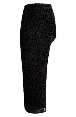 Nasty Gal Leopard Velvet Burnout Slit Skirt