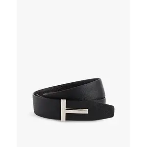 TOM FORD Reversible Leather Belt With Brand Plaque - Brown + Black