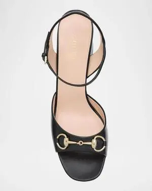 Gucci Lady Horsebit Leather Sandals - Black