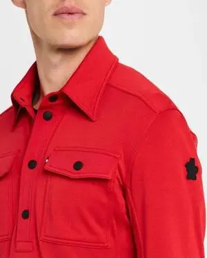 Moncler Apos;s Polartec Polo Shirt - Dark Red