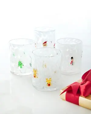 Neiman Marcus Holiday Small Tumblers, Set Of 4 - Multi