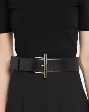 Alexander McQueen Silvertone Cross-bar Leather Wide Sling Belt - Black