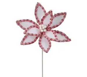 VALERIE PARR HILL 22' Candy With Snow Glitter Poinsettia Stem Valerie - One-color