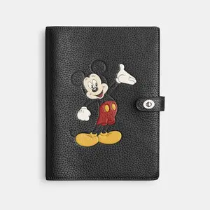 COACH Disney X Notebook In Regenerative Leather With Mickey Mouse - Silver/black