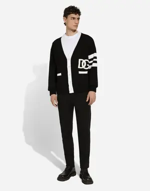 Dolce & Gabbana Wool Fisherman’s Rib Cardigan With Dg Logo - Multicolor