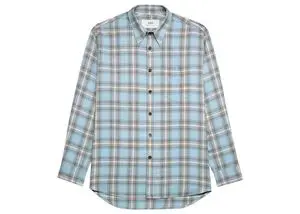 AMI Paris Longsleeved Checkered Knitted Shirt - Blue