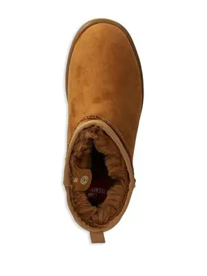 Moschino Logo-patch Shearling Boots - Brown