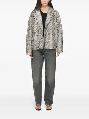 WON HUNDRED Snakeskin-print Leather Jacket