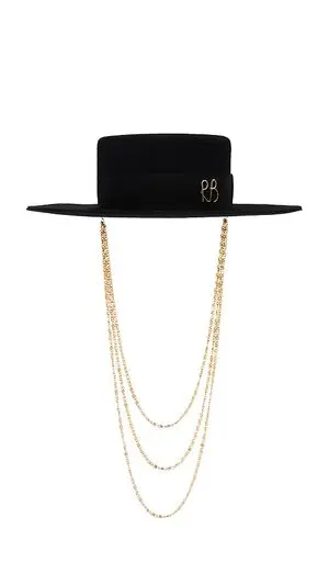 Ruslan Baginskiy Monogram-embellished Canotier Hat - Black