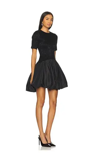Simkhai Kenz Short Sleeve Knit Combo Ruffle Mini Dress