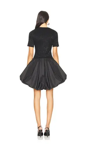 Simkhai Kenz Short Sleeve Knit Combo Ruffle Mini Dress