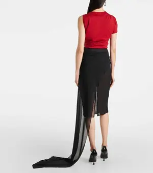 DIDU Draped Chiffon Midi Skirt