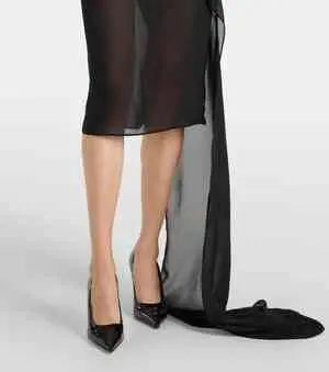 DIDU Draped Chiffon Midi Skirt
