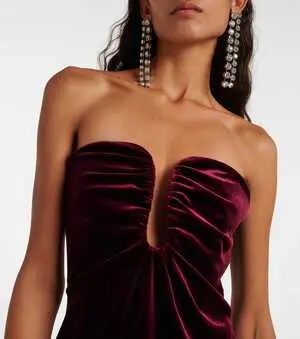 SELF-PORTRAIT Strapless Velvet Midi Dress