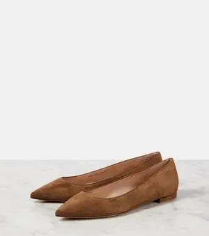 GIANVITO ROSSI Suede Ballet Flats - Beige