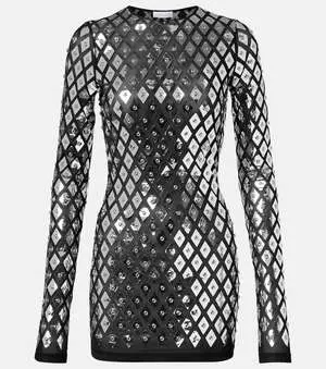 Rabanne Studded Jersey Minidress - Black