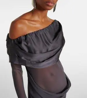 Christopher Esber Asymmetric Sheer Silk Maxi Dress
