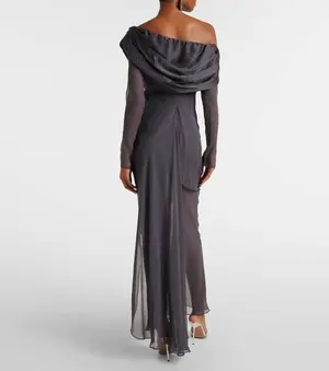 Christopher Esber Asymmetric Sheer Silk Maxi Dress