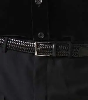 Rubinacci Braided Leather Belt - Black