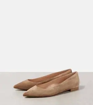 GIANVITO ROSSI Suede Ballet Flats - Beige