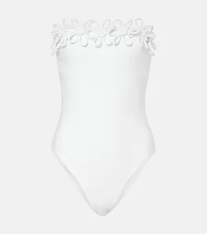 KARLA COLLETTO Embroidered Bandeau Swimsuit - White