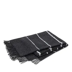 MATOUK Amelia Boucle Stripe Alpaca Throw Charcoal