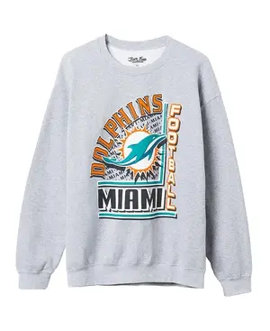 Junk Food Clothing Nfl Miami Dolphins Backfield Crew Fleece Sweatshirt - Heather Grey