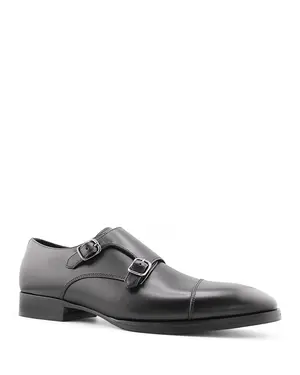 Gordon Rush Brayden Double Buckle Monk Strap Cap Toe Dress Shoes - Black