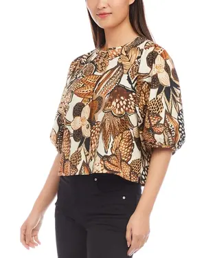 Karen Kane Puff Sleeved Button Front Top