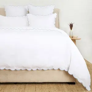 POM POM AT HOME Kelly Duvet Cover, Queen - White/french Blue