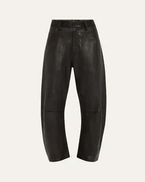 NILI LOTAN Shon Barrel Leather Pants - Black