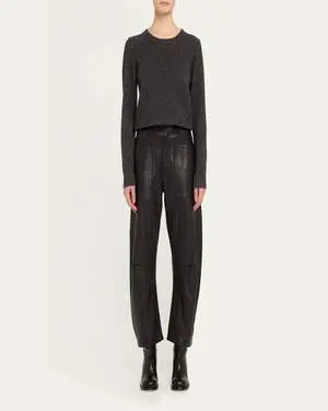 NILI LOTAN Shon Barrel Leather Pants - Black