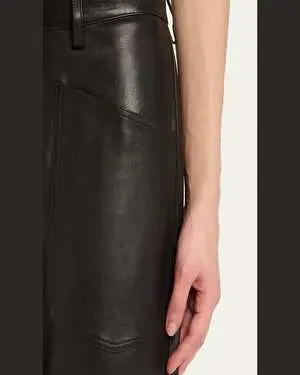 NILI LOTAN Shon Barrel Leather Pants - Black