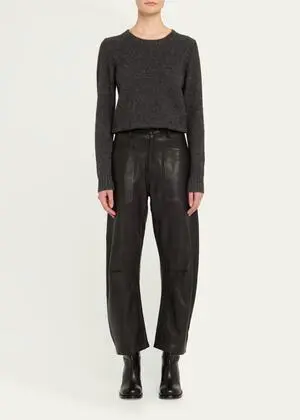 NILI LOTAN Shon Barrel Leather Pants - Black