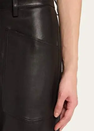 NILI LOTAN Shon Barrel Leather Pants - Black