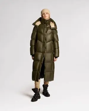 ALPENHAUS Meribel Maxi Quilted Puffer Coat - Olive