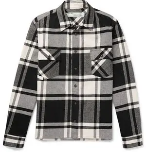 Off-White Off Off Logo Print Checked Flannel Overshirt
