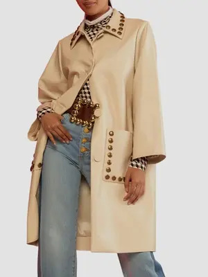 Cynthia Rowley Studded Faux Leather Jacket - Cream