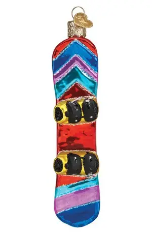 OLD WORLD CHRISTMAS Snowboard Ornament - Red/blue/purple/black
